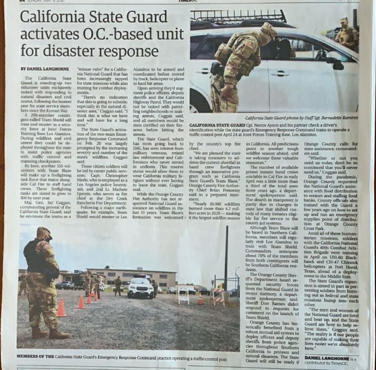 New CA State Guard Unit featured in LA Times - StateDefenseForce.com