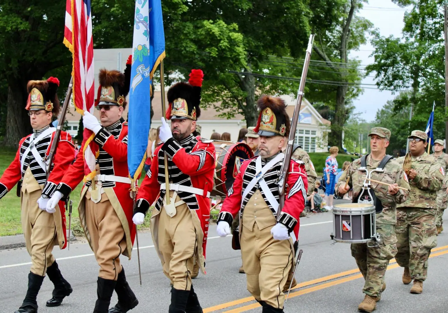 Connecticut Foot Guard march with Governor during July 4th Parade ...