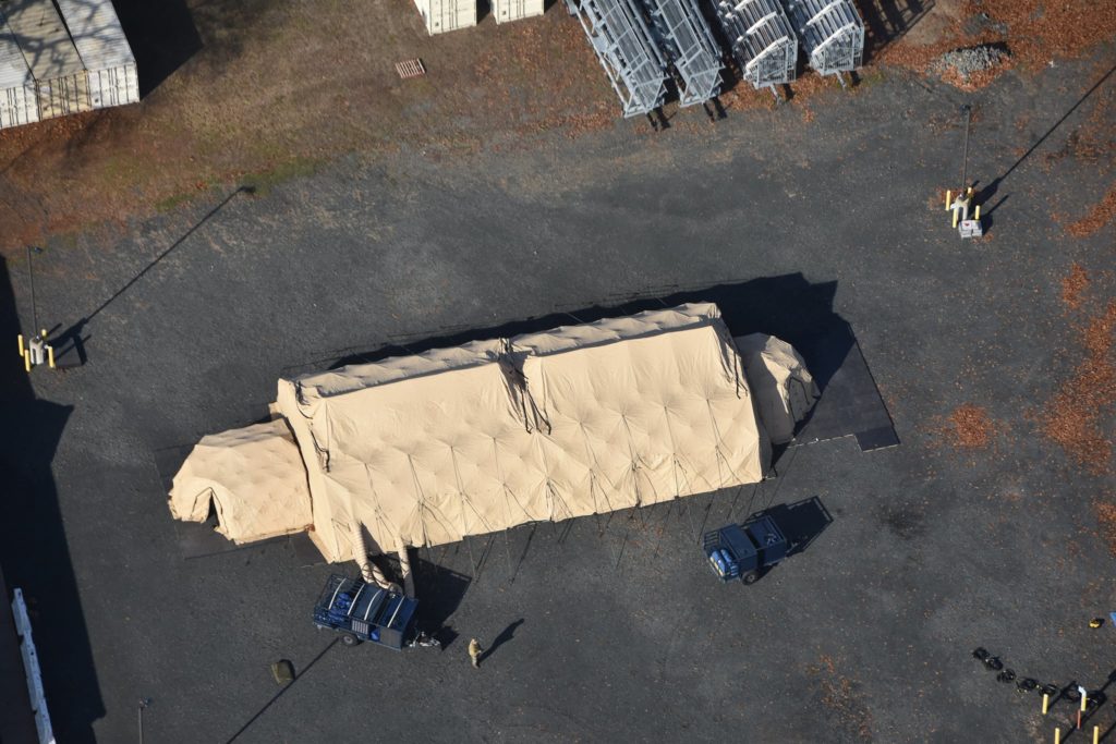 Aerial Shots of Foot Guards Emergency Field Hospital Deployment ...