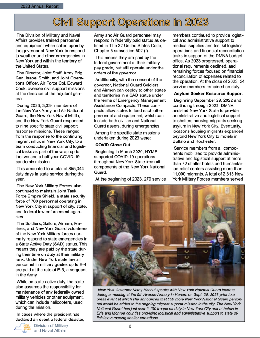 New York Military Annual Report 2023 Released! Reveals New York Guard's ...